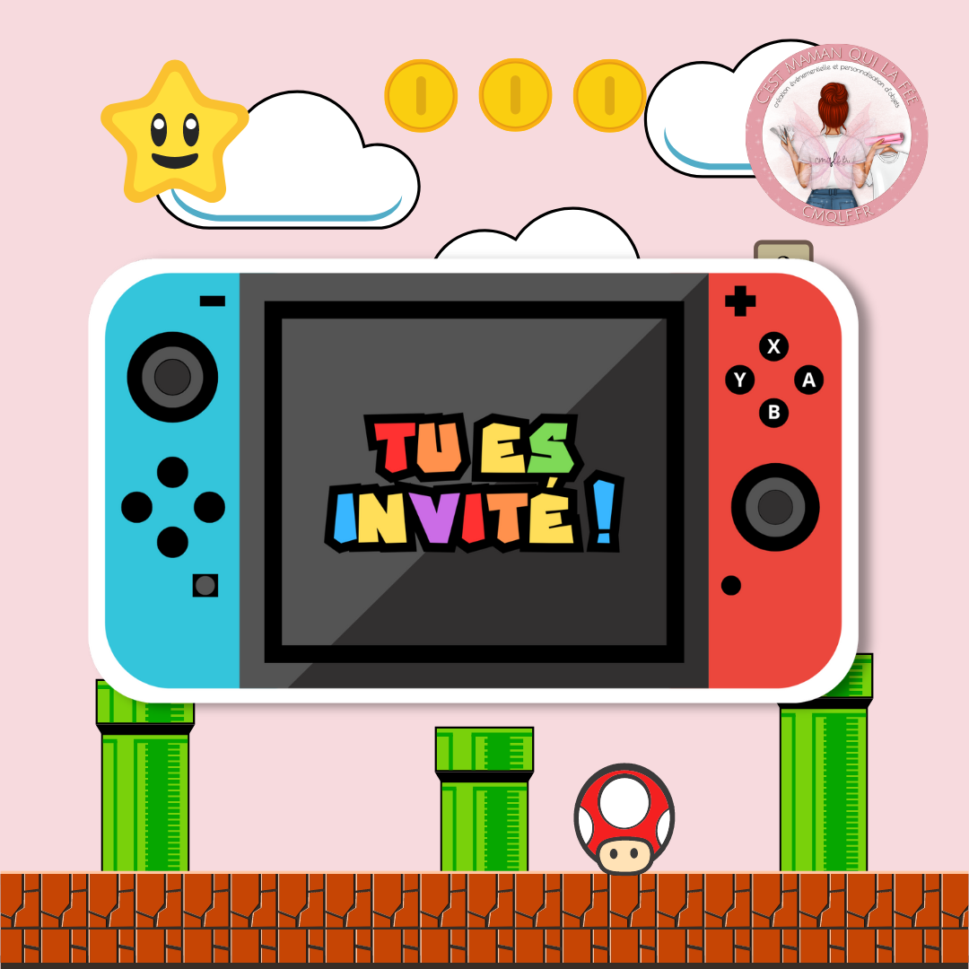 Invitation Nintendo Switch à imprimer - C'est Maman Qui L'a Fée